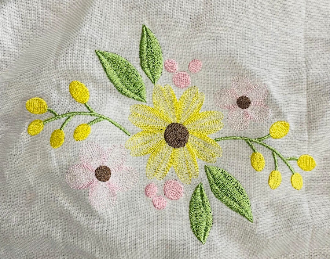 Floral Spray Embroidery Design - Sunflower Design- Instant Download ...