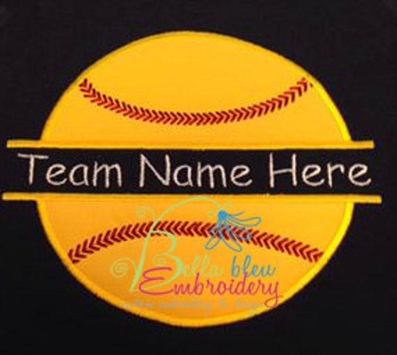 Baseball Softball Split Applique Embroidery Design Monogram | Etsy