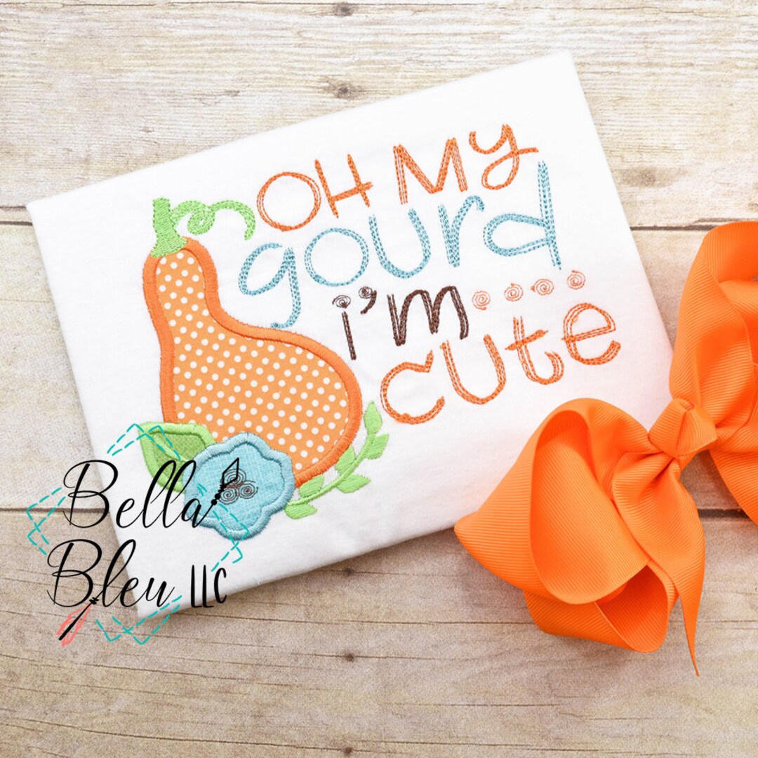 Oh My Gourd Fall Applique Saying - Bean Stitch - Design 3 Sizes ...