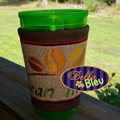 Coffee Cup Sleeve With Mustache in the Hoop Project Machine - Etsy