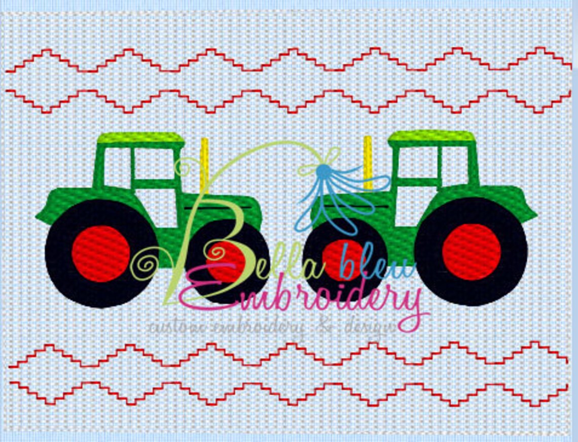 Faux Smocking Farm Tractor Machine Embroidery Design Instant ...