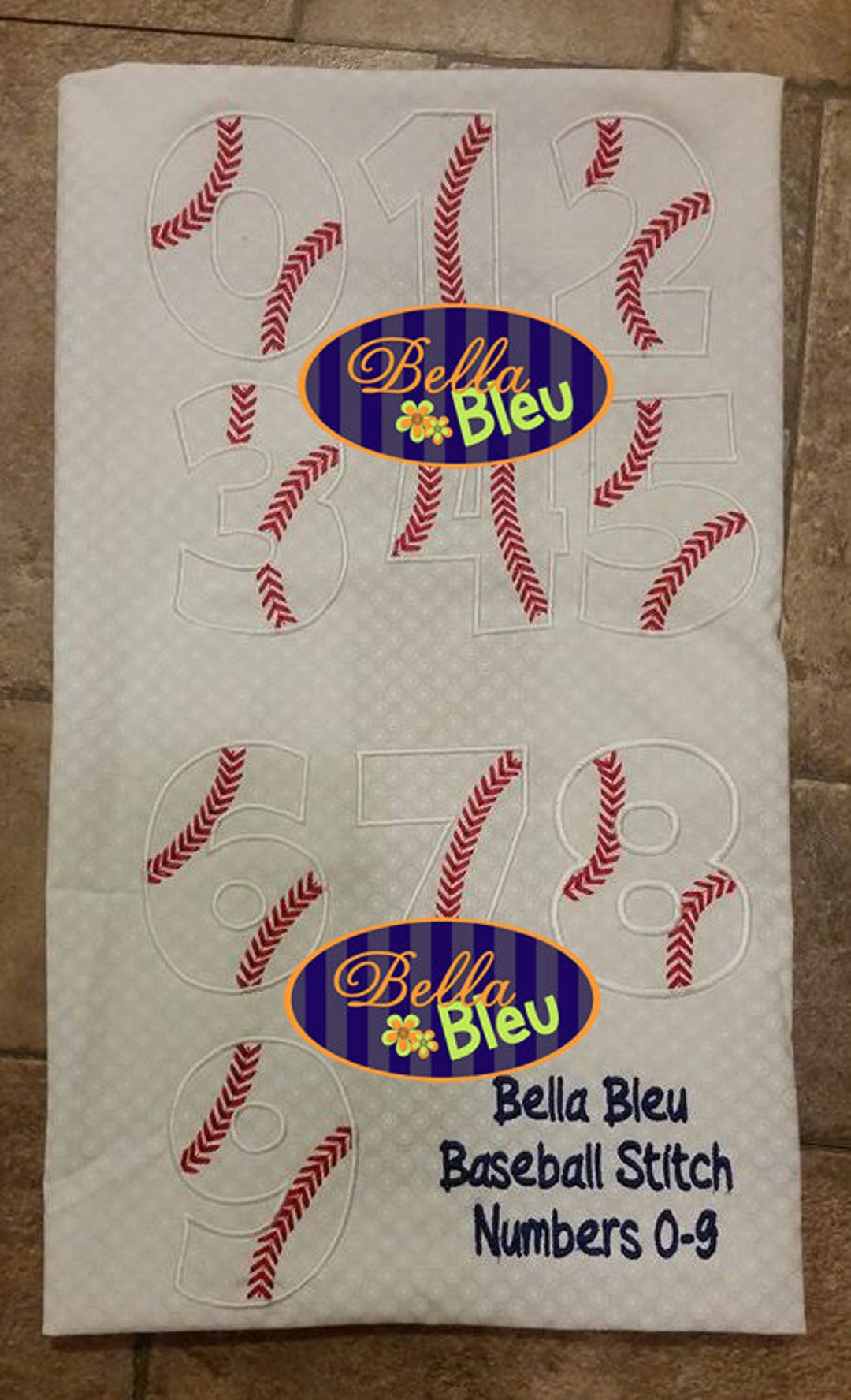Applique Baseball Numbers With Stitches 0 Through 9 Applique Embroidery ...