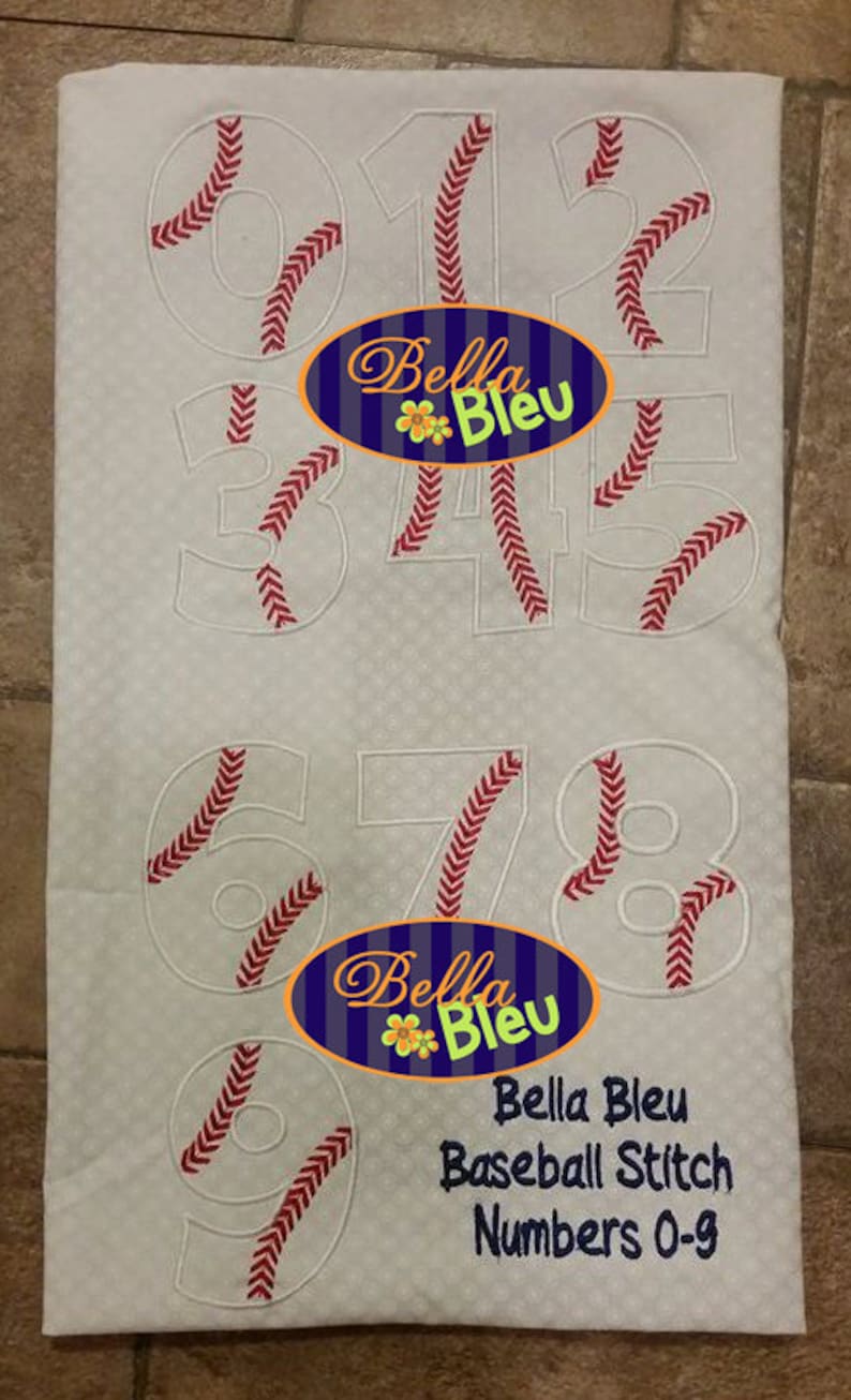 Applique Baseball Numbers With Stitches 0 Through 9 Applique - Etsy