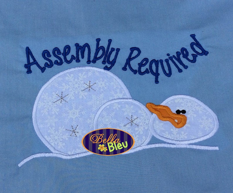 Adorable Assembly Required Snowman Machine Applique Embroidery - Etsy