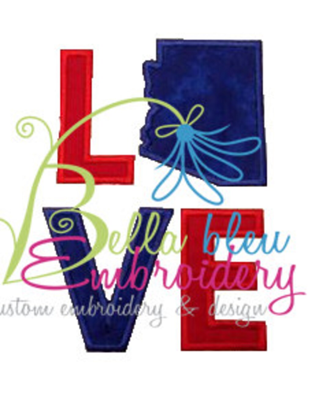 Love Arizona State Applique Embroidery Design Monogram - Etsy