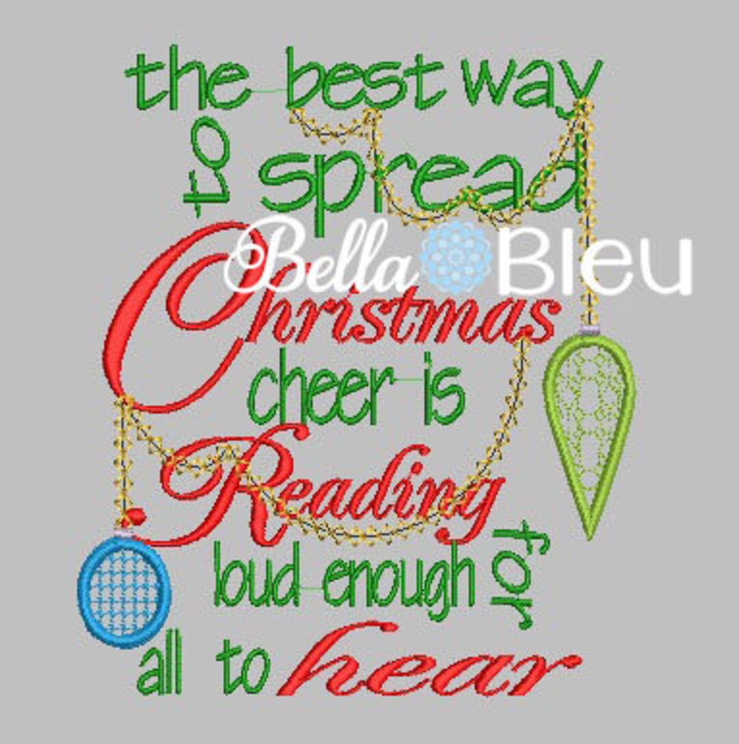 Reading Pillow Embroidery Design Saying Reading Pillow Saying Christmas ...