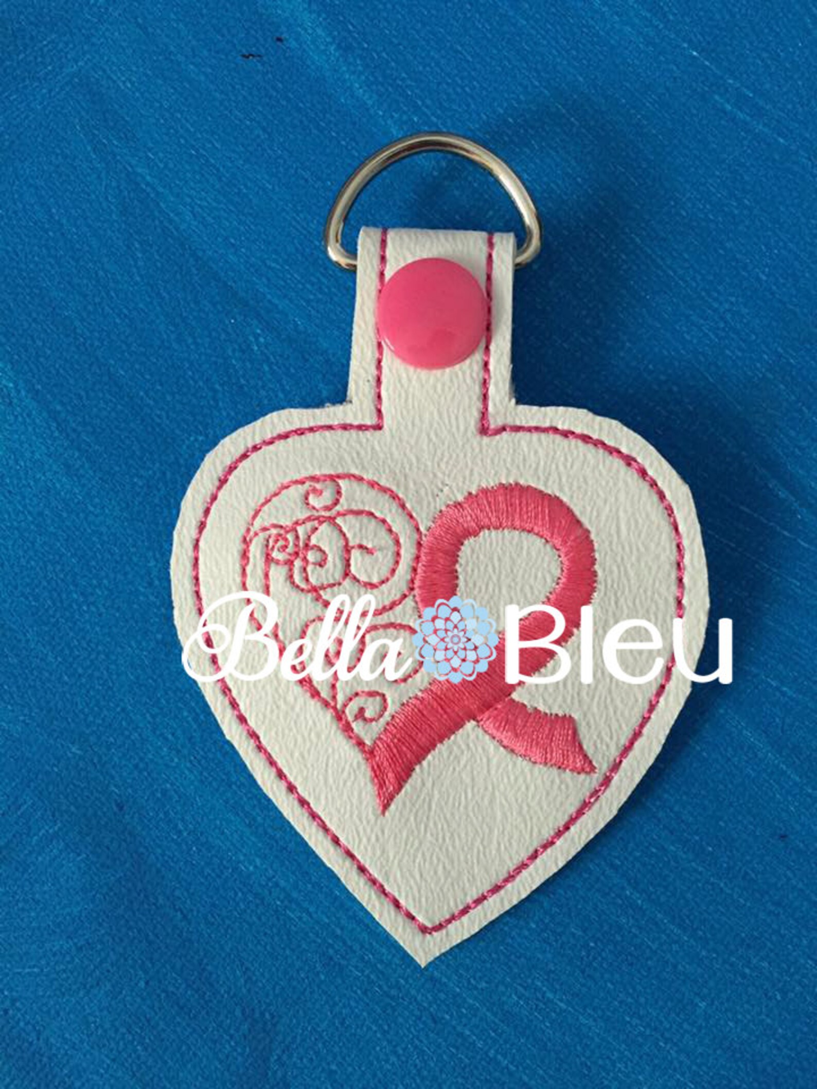 ITH in the Hoop Breast Cancer Key Fob Machine Embroidery Instant ...