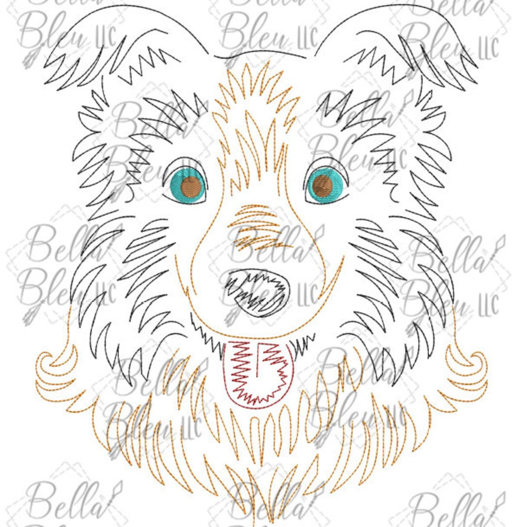 Dog Embroidery, Aussie Shepard Dog Machine Embroidery Design, Vintage ...