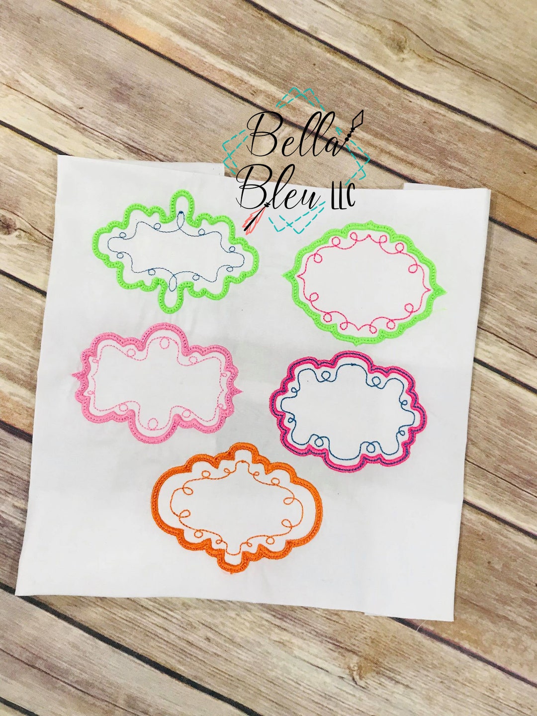 Monogram Embroidery Frames - Set of 5 Applique Monogram Frames - Fancy ...