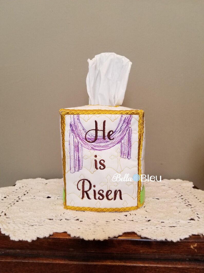 ITH in the Hoop Tissue Box Cover He is Risen Easter Tissue - Etsy
