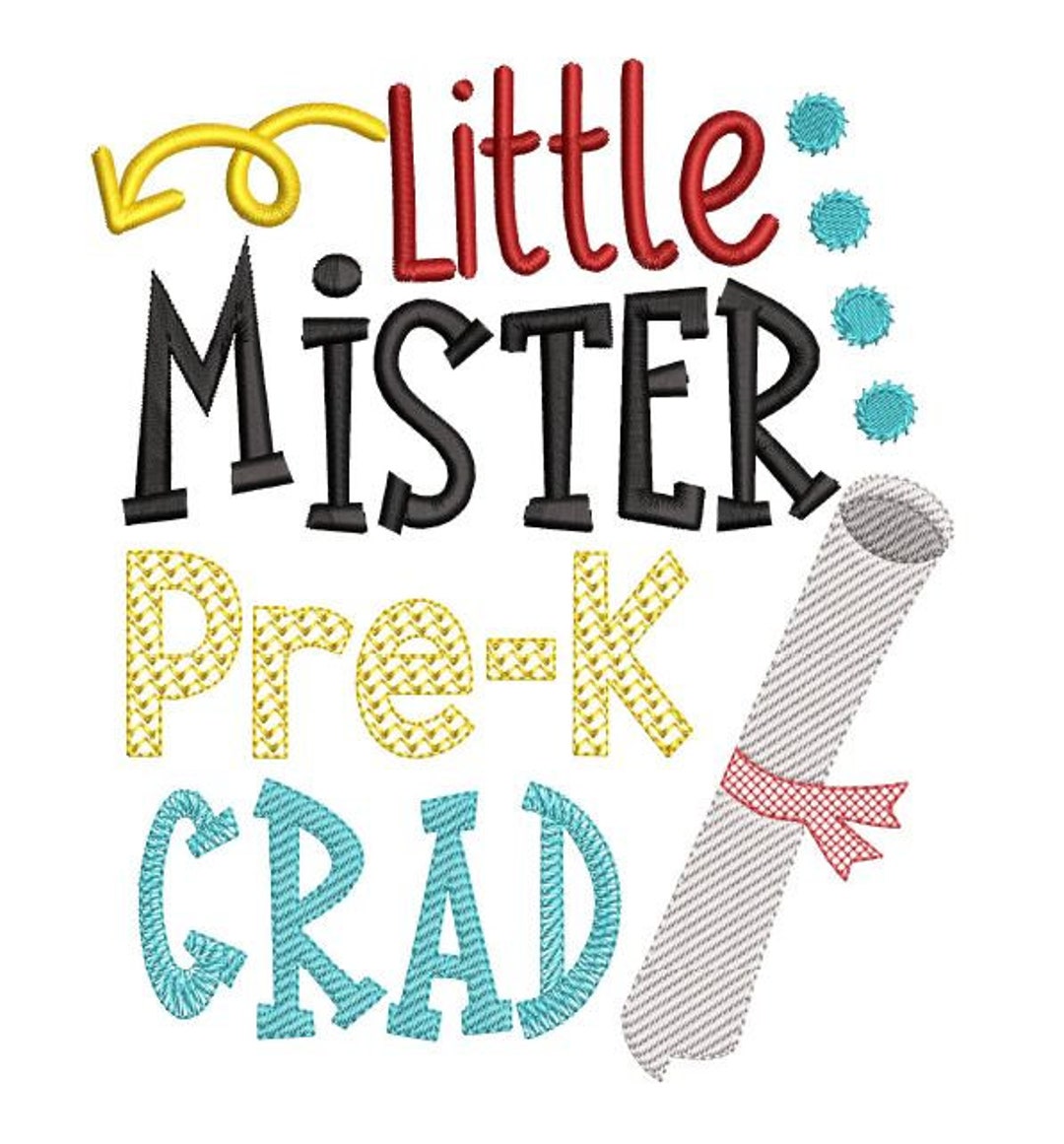 Graduation Sketchy Embroidery Design - Lil Mister Pre-k Grad Sketchy ...