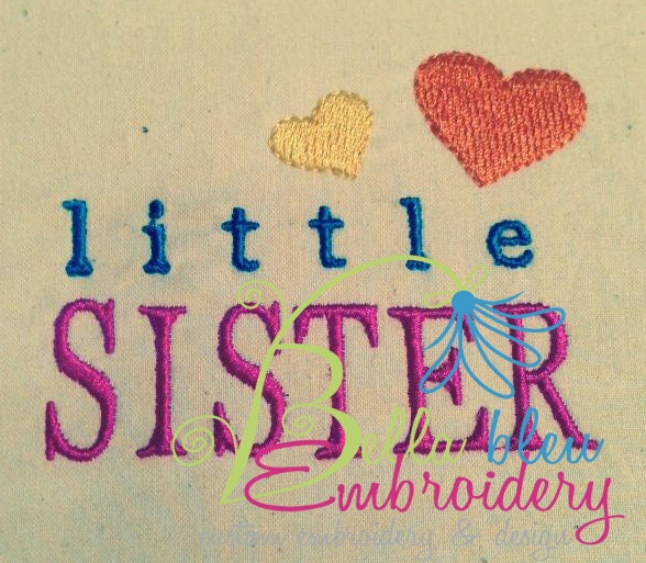 Little Sister With Hearts Filled Machine Embroidery Design | Etsy