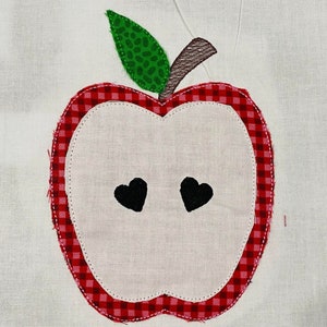 Applique Apple Half Embroidery Design - Bean Stitch Finish Embroidery ...