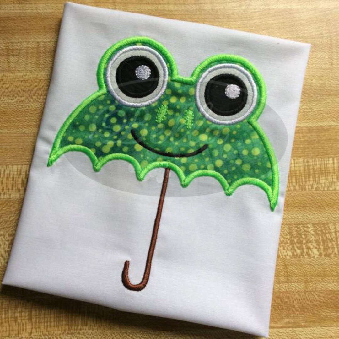 Applique Summer Frog Umbrella Embroidery Machine Design Instant ...