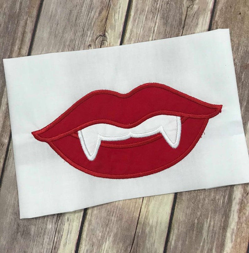Halloween Vampire Teeth Lips Applique Embroidery Designs - Etsy