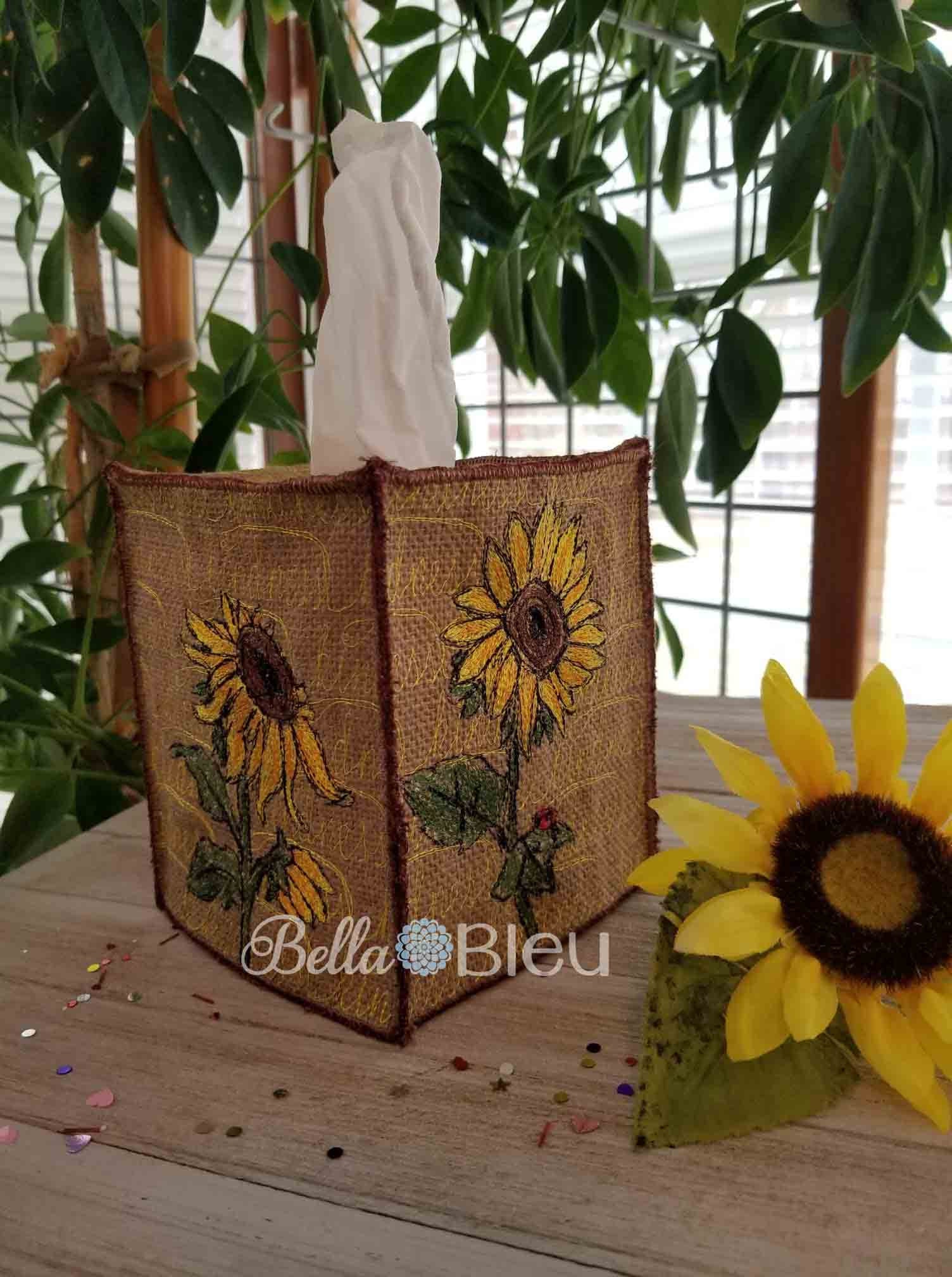 ITH In the Hoop Tissue box cover Scribble Sunflower tissue | Etsy
