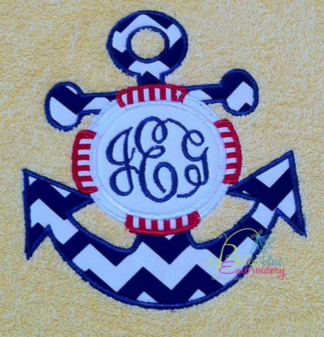 Nautical Anchor Life Saver Monogram Applique Embroidery Designs Design ...