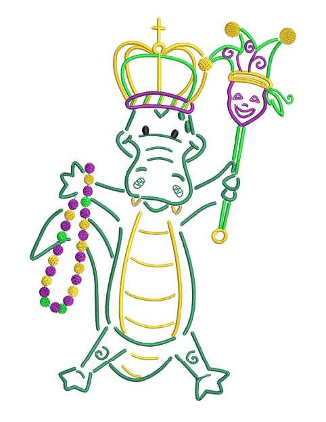 Mardi Gras Alligator, Alligator Embroidery Design, Instant Download - Etsy