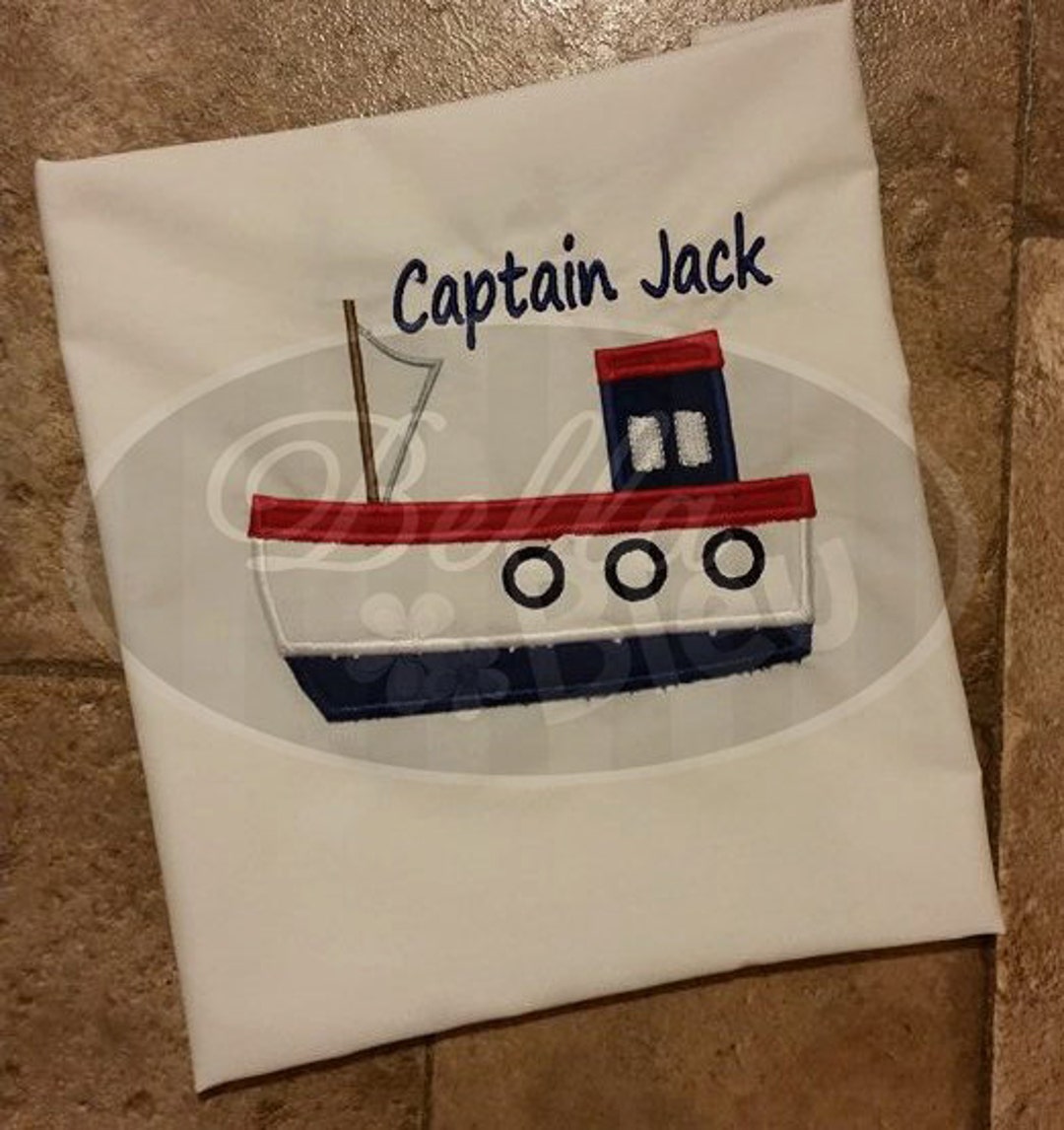 Nautical Tug Boat Applique Embroidery Design Monogram for Boys Instant ...