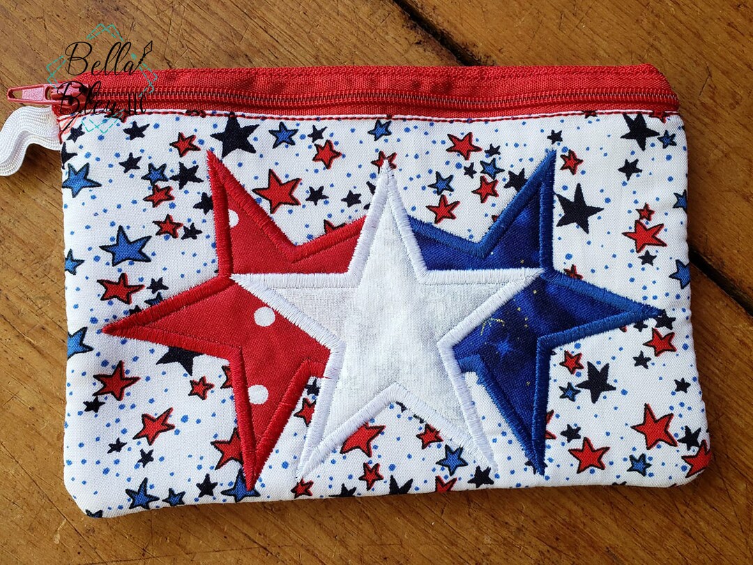 Instant Download in the Hoop, Star Wallet, Zipper Bag Embroidery Design ...