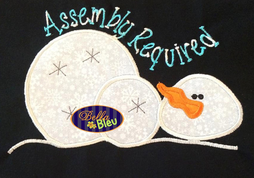 Adorable Assembly Required Snowman Machine Applique Embroidery Designs ...