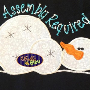 Adorable Assembly Required Snowman Machine Applique Embroidery Designs ...