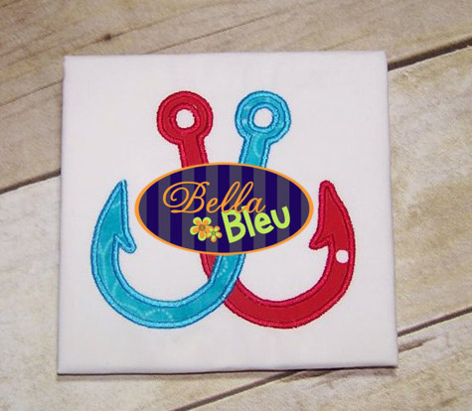 Wedding Got Hooked or Fishing Fish Hooks Applique Machine Embroidery ...