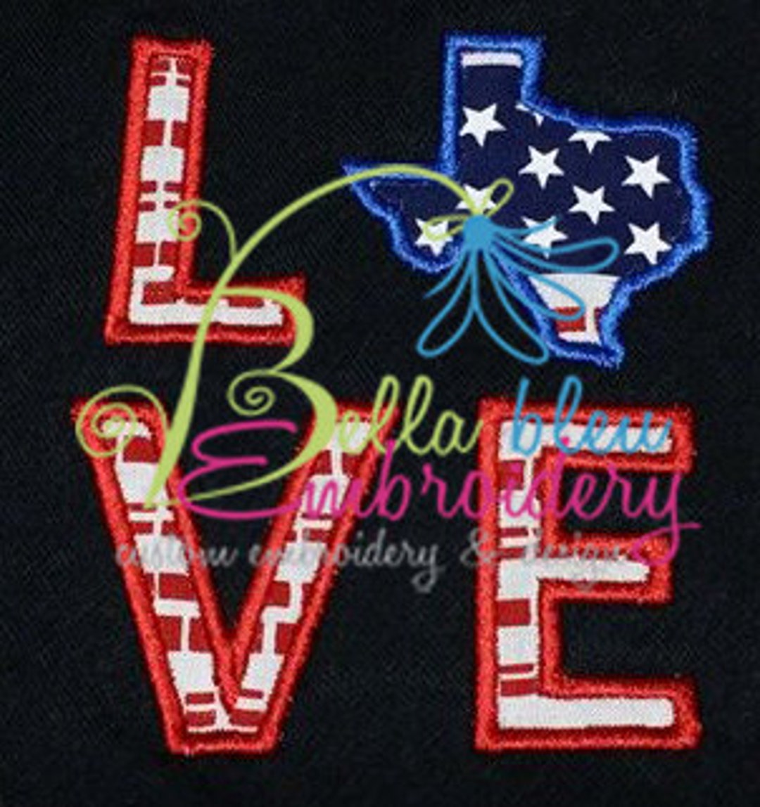 Texas State Love Applique Embroidery Design Monogram Instant Download ...