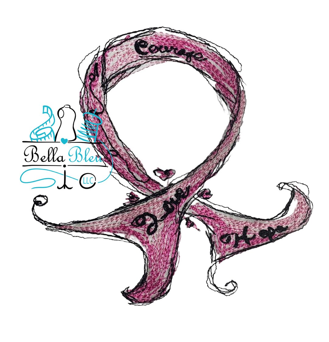 Cancer Awareness Ribbon - Scribble Embroidery Design - Instant Download ...