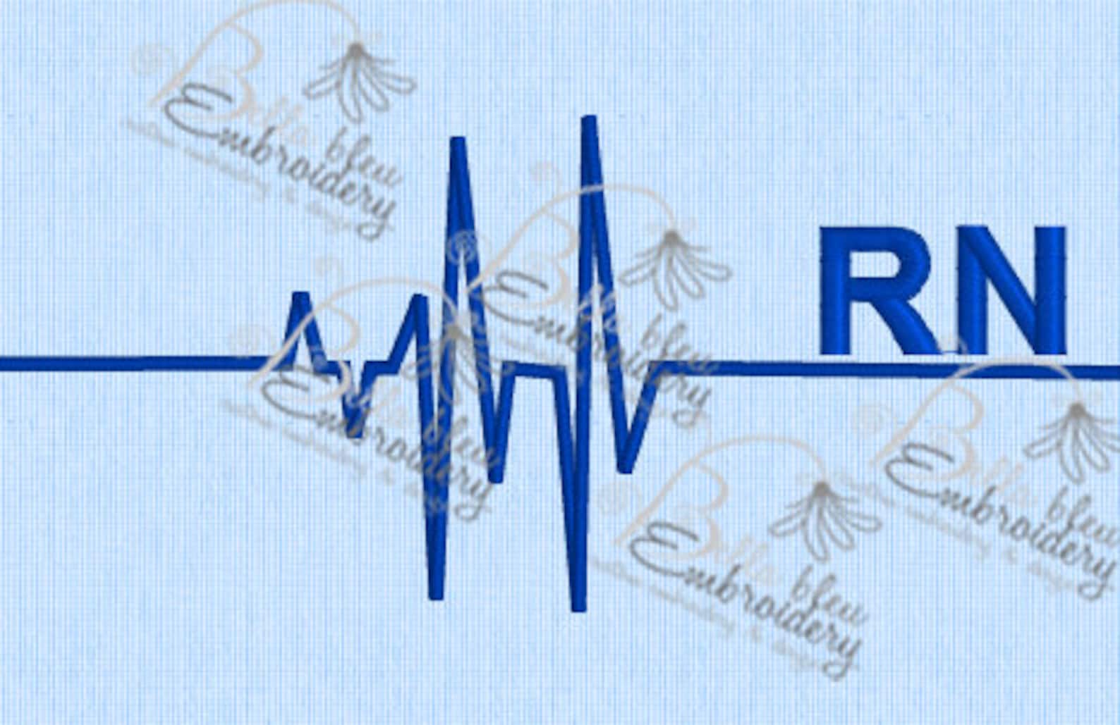 EKG Heartbeat Heart Beat of a RN Fill Machine Embroidery Designs Design ...