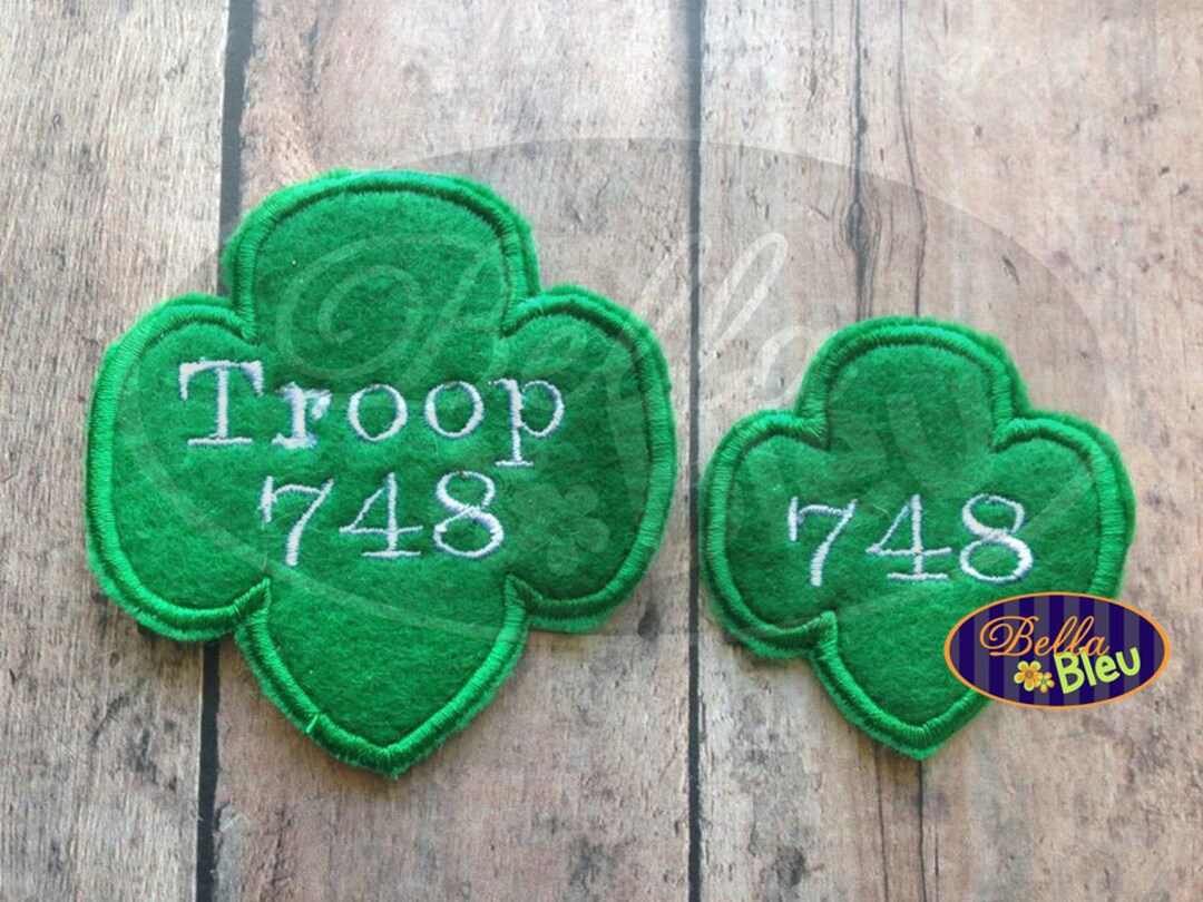 Scout Trefoil Satin Stitch & Bean Stitch Felties Feltie Embroidery ...