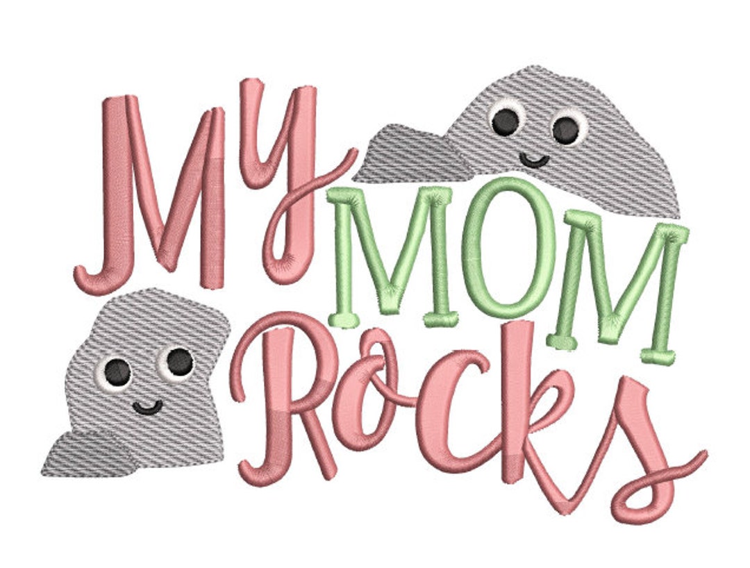 My Mom Rocks Embroidery Design - Mothers Day- Instant Download ...
