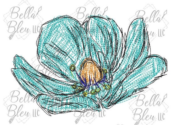 Flower Scribble Design Sketchy Embroidery Design Scribble - Etsy