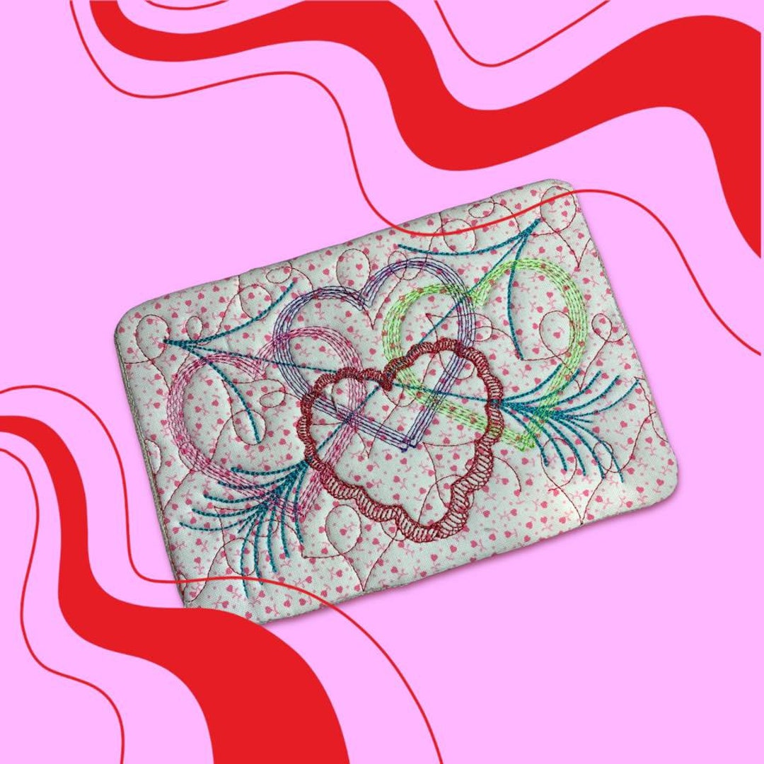 ITH Mug Rug - in the Hoop Valentines Wedding Mug Rug - Heart Stipple ...