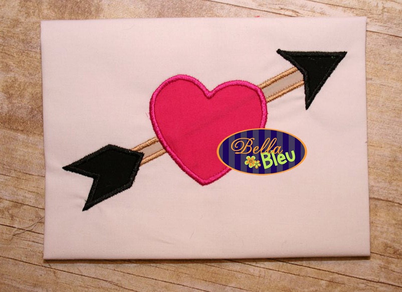 Applique Cupids Arrow in Heart Valentine Applique Embroidery | Etsy