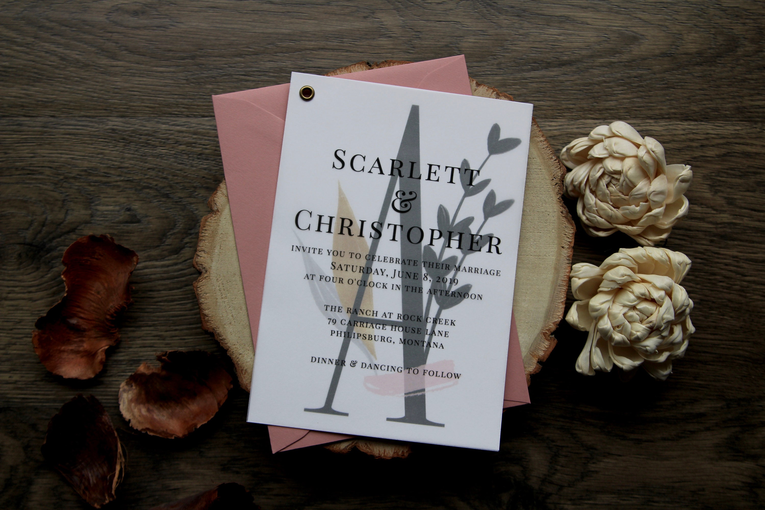 Eyelet Letter Overlay Wedding Invitation - Etsy