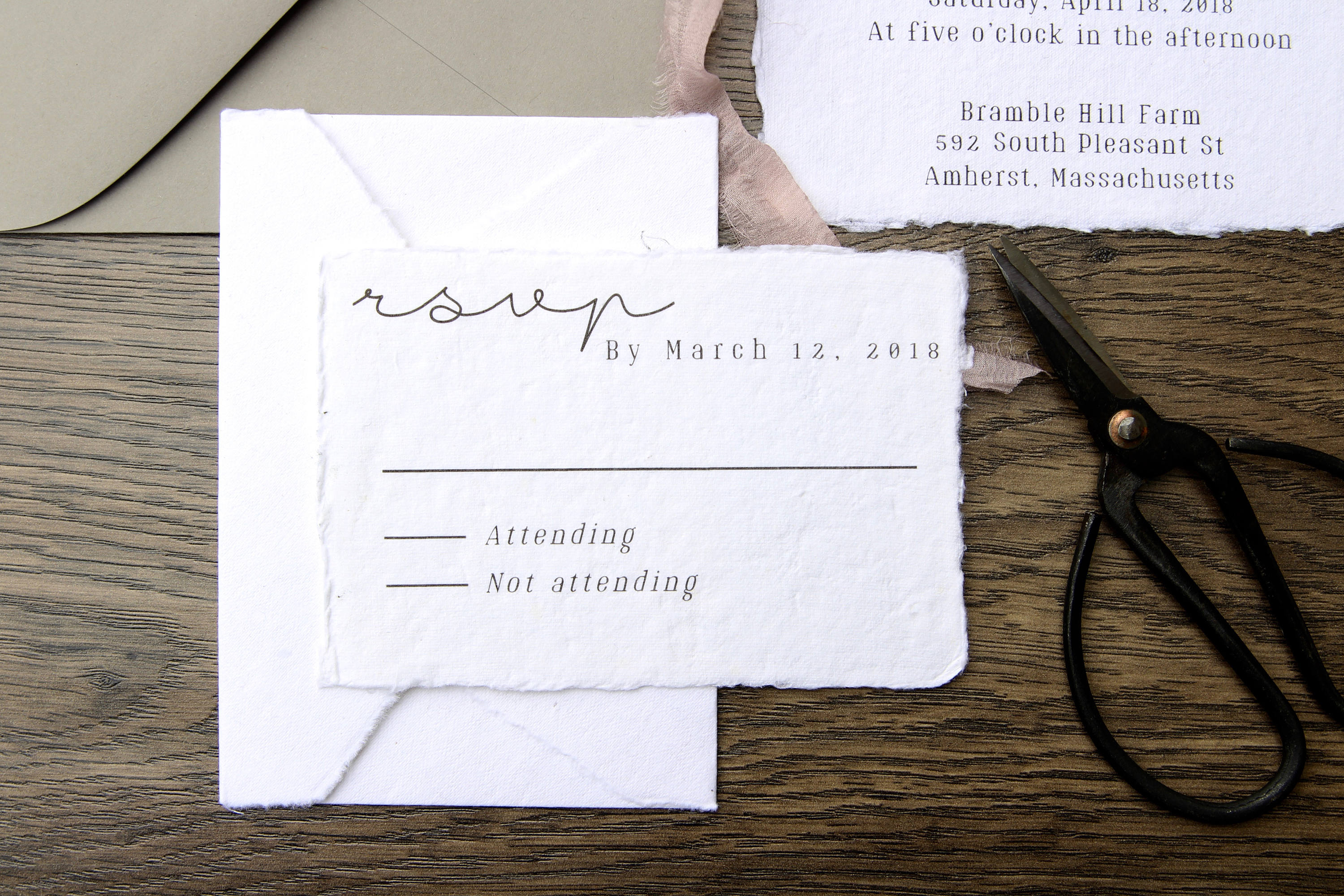 Rustic Cotton Rag Wedding Invitation, Simple & Elegant - Etsy