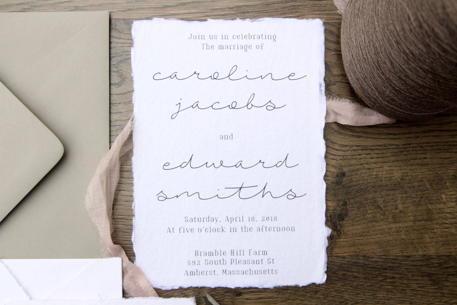 Rustic Cotton Rag Wedding Invitation, Simple & Elegant - Etsy
