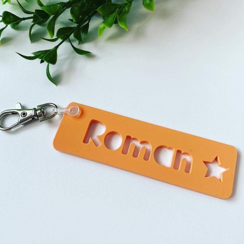 Pastel Long Acrylic Name Cut Out Bag Tag / Keychain - Etsy