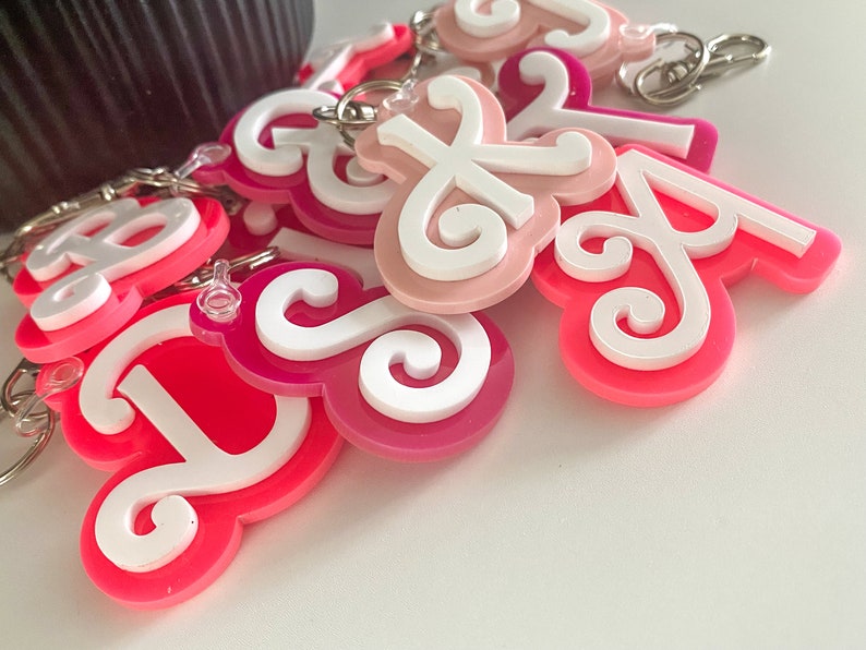 Malibu Pink Initial Keychain Keyring Bag Tag Inspired - Etsy