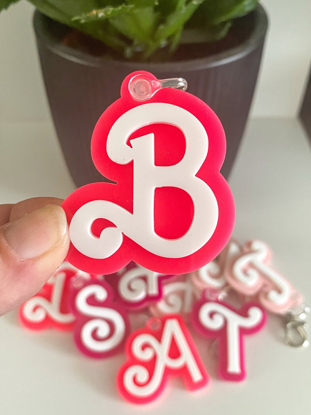 Malibu Pink Initial Keychain Keyring Bag Tag Inspired - Etsy