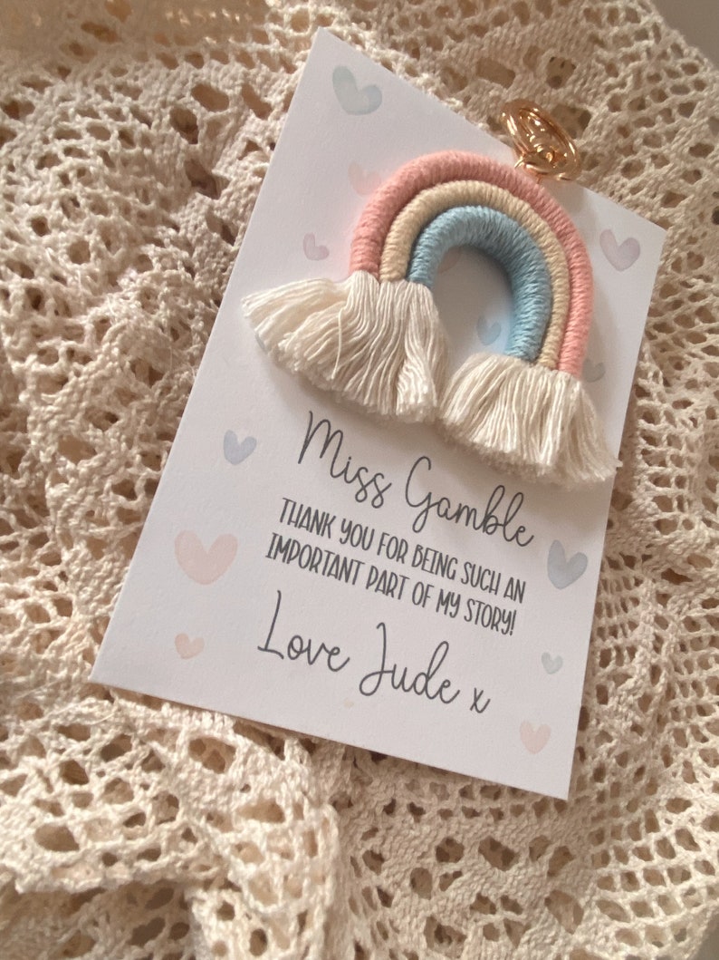 Teacher Rainbow Gift Post Card - End of Term Macrame Keychain Thank You ...