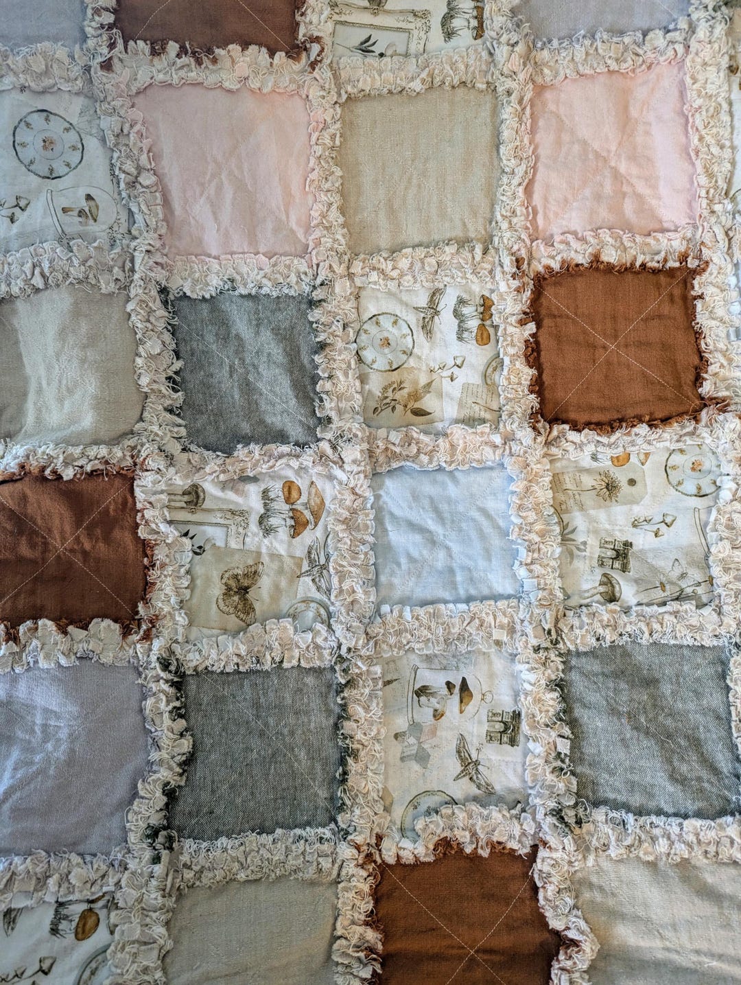 Cottage Core Rag Throw Quilt - Etsy