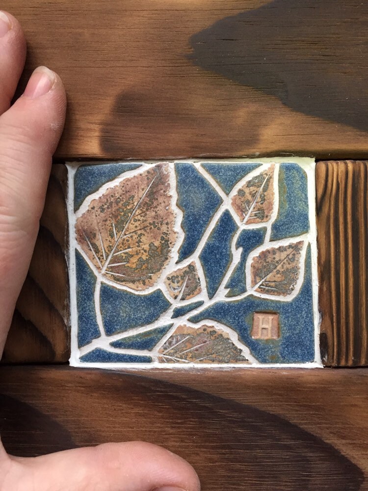 Five Silver Birch Leaves Framed Ceramic Mosaic of Leaves - Etsy