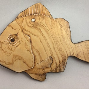 Pyrography Fish, Medium Stripy, Burnt Wood, Illustration, Wall Hung ...