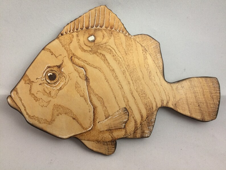 Pyrography Fish Medium Stripy Burnt Wood Illustration Wall - Etsy UK