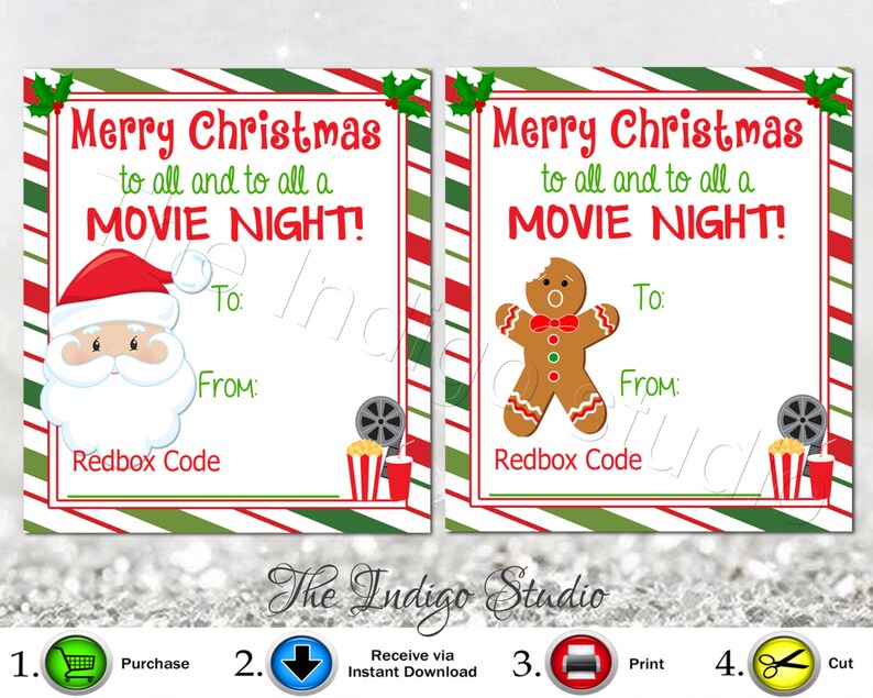 4 Different Designs Redbox Codes gift Tags Cards Digital | Etsy