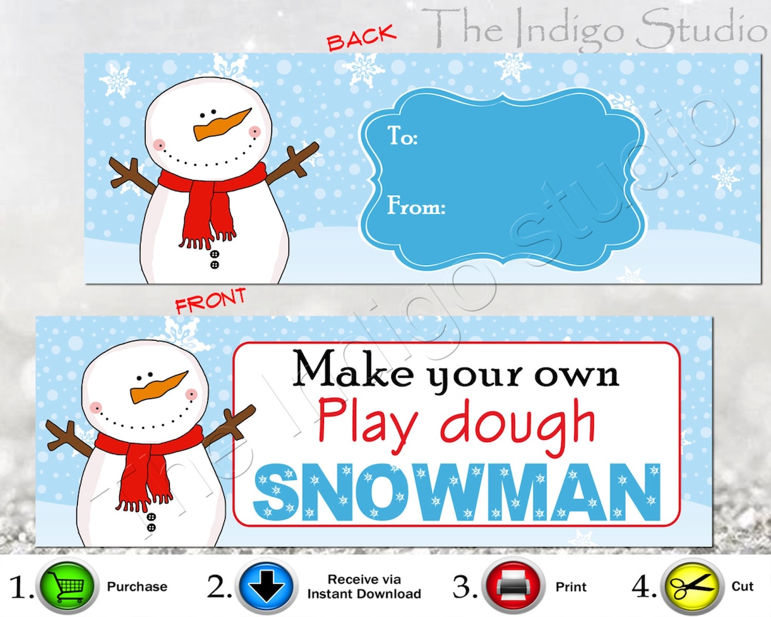 Printable Play Dough Snowman Kit Bag Topper Make Your Own Snowman Build ...