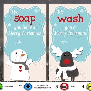 Hand Soap / Body Wash / Wash Cloth Gift Tag 4 Different Digital ...