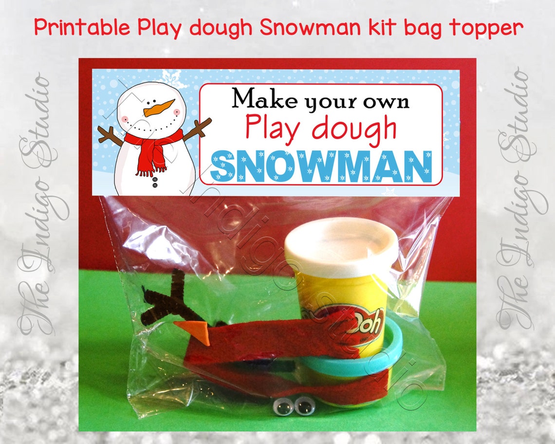 Printable Play Dough Snowman Kit Bag Topper Make Your Own - Etsy
